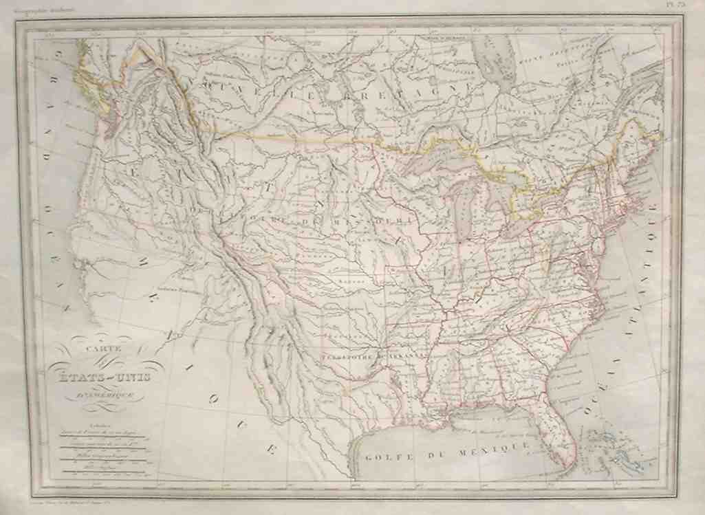 CARTE DES ETATS-UNIS D'AMERIQUE || Michael Jennings Antique Maps and Prints
