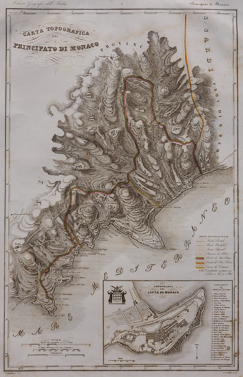 MONACO MONTE CARLO CARTA TOPOGRAPHICA DEL PRINCIPATO DI MONACO ...