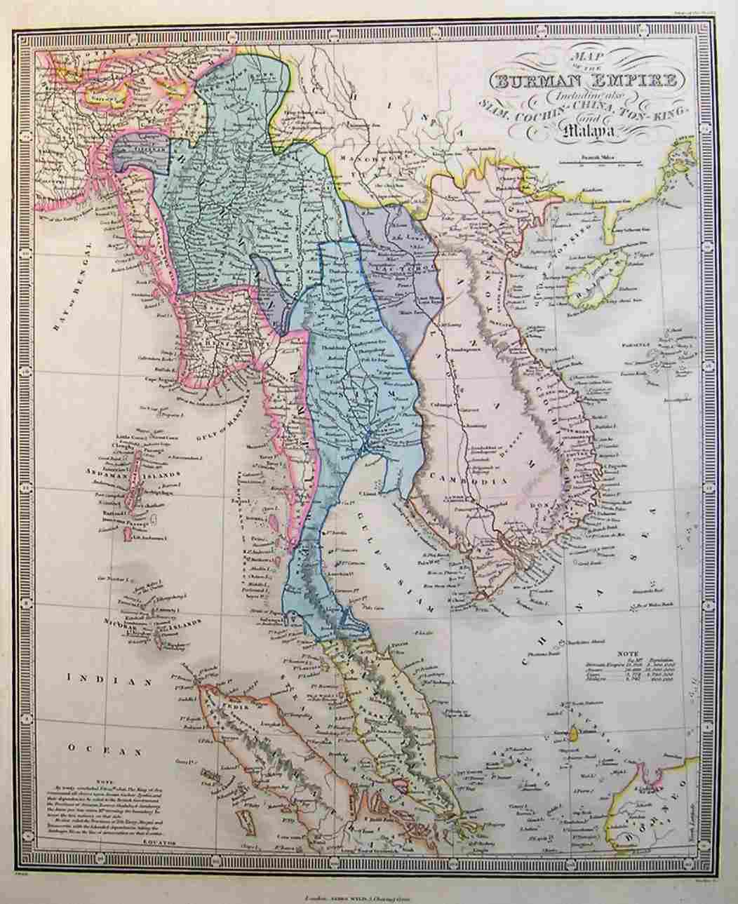 MALAYSIA MAP OF THE BURMAN EMPIRE || Michael Jennings Antique Maps and ...
