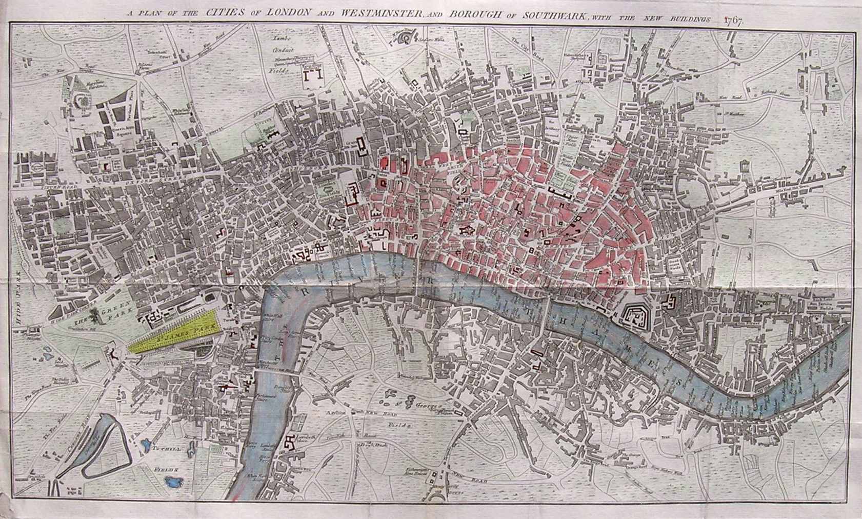 LONDON MAP A PLAN OF THE CITIES OF LONDON AND WESTMINSTER AND BOROUGH ...