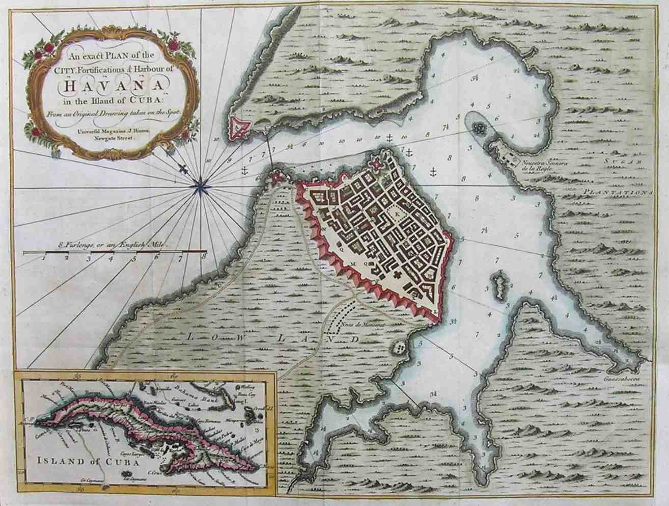 CUBA HAVANA AN EXACT PLAN OF THE CITY FORTIFICATIONS & HARBOUR OF ...