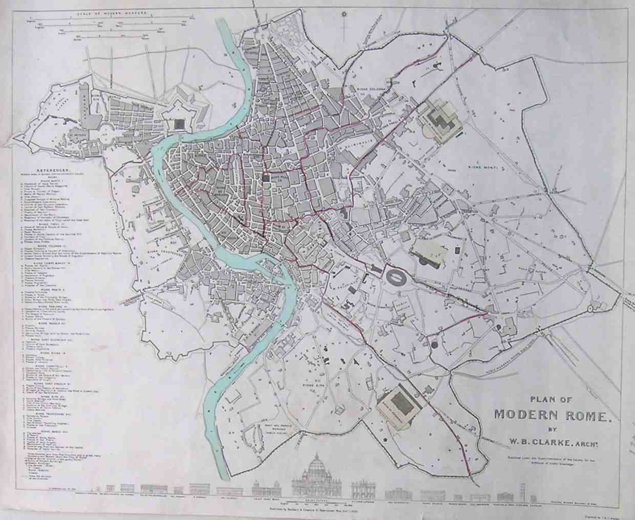 ROME PLAN OF MODERN ROME || Michael Jennings Antique Maps and Prints