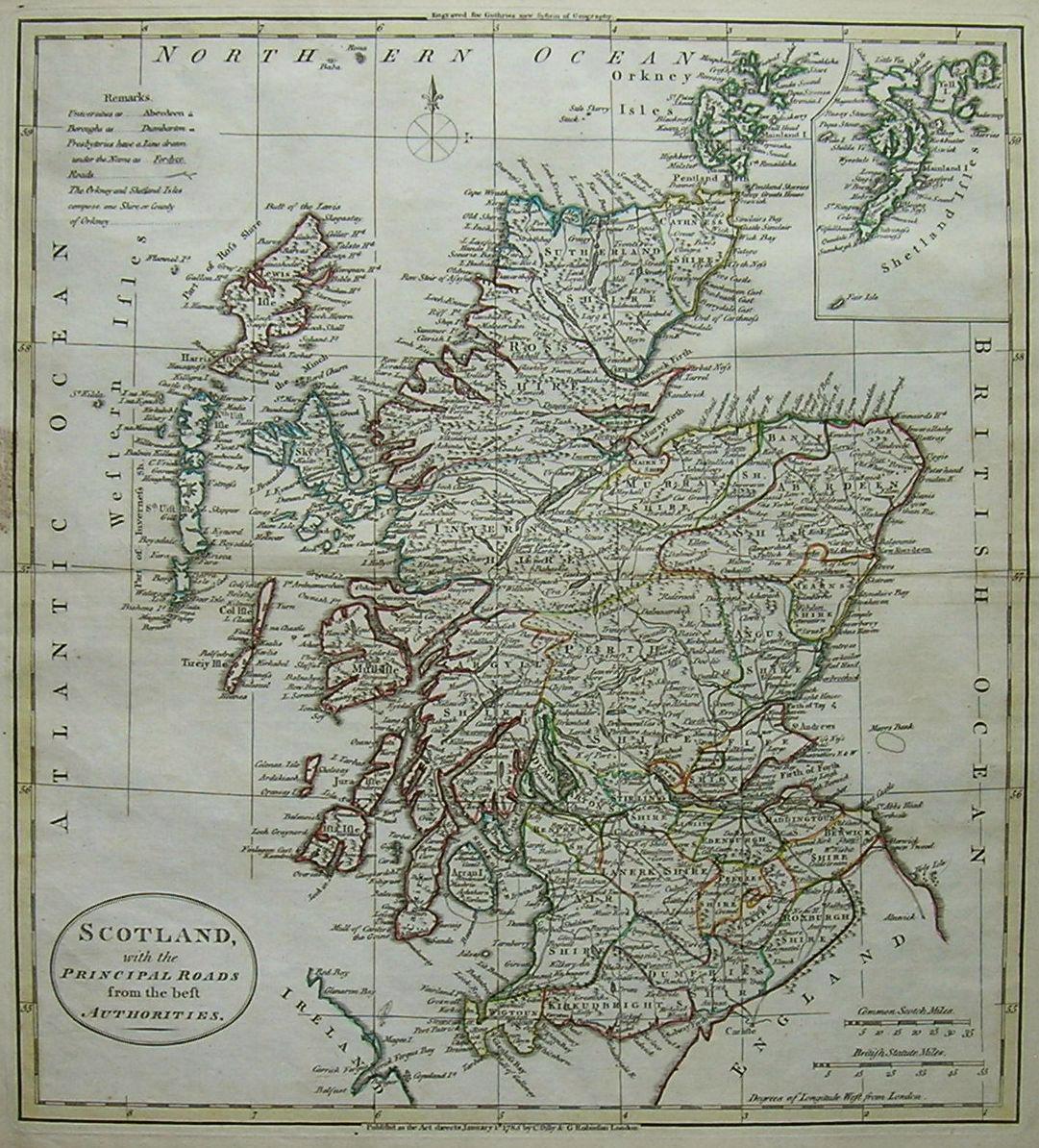 SCOTLAND WITH THE PRINCIPAL ROADS FROM THE BEST AUTHORITIES || Michael ...