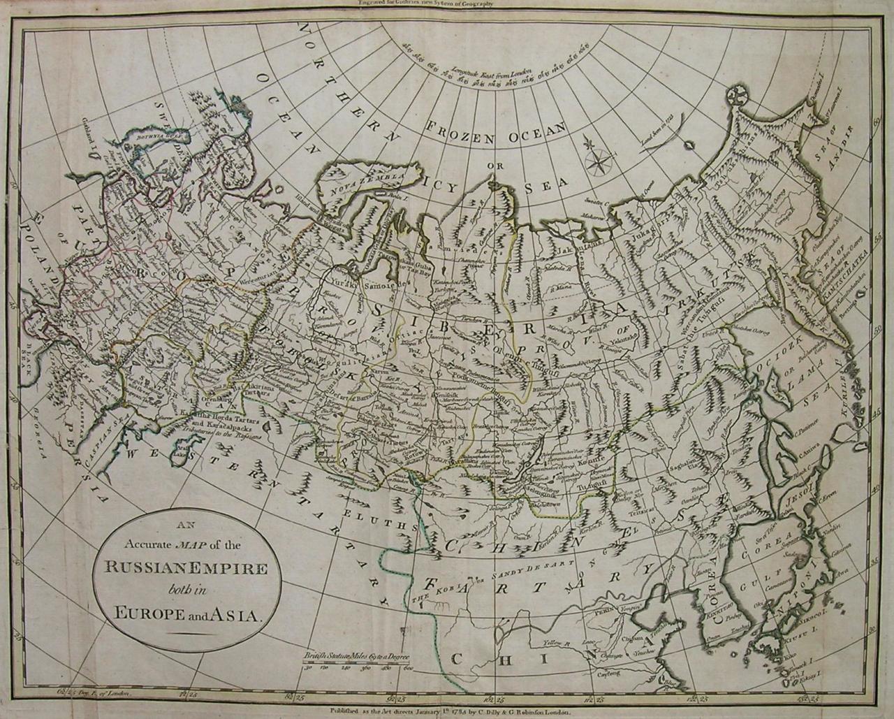 RUSSIA AN ACCURATE MAP OF THE RUSSIAN EMPIRE BOTH IN EUROPE AND ASIA ...