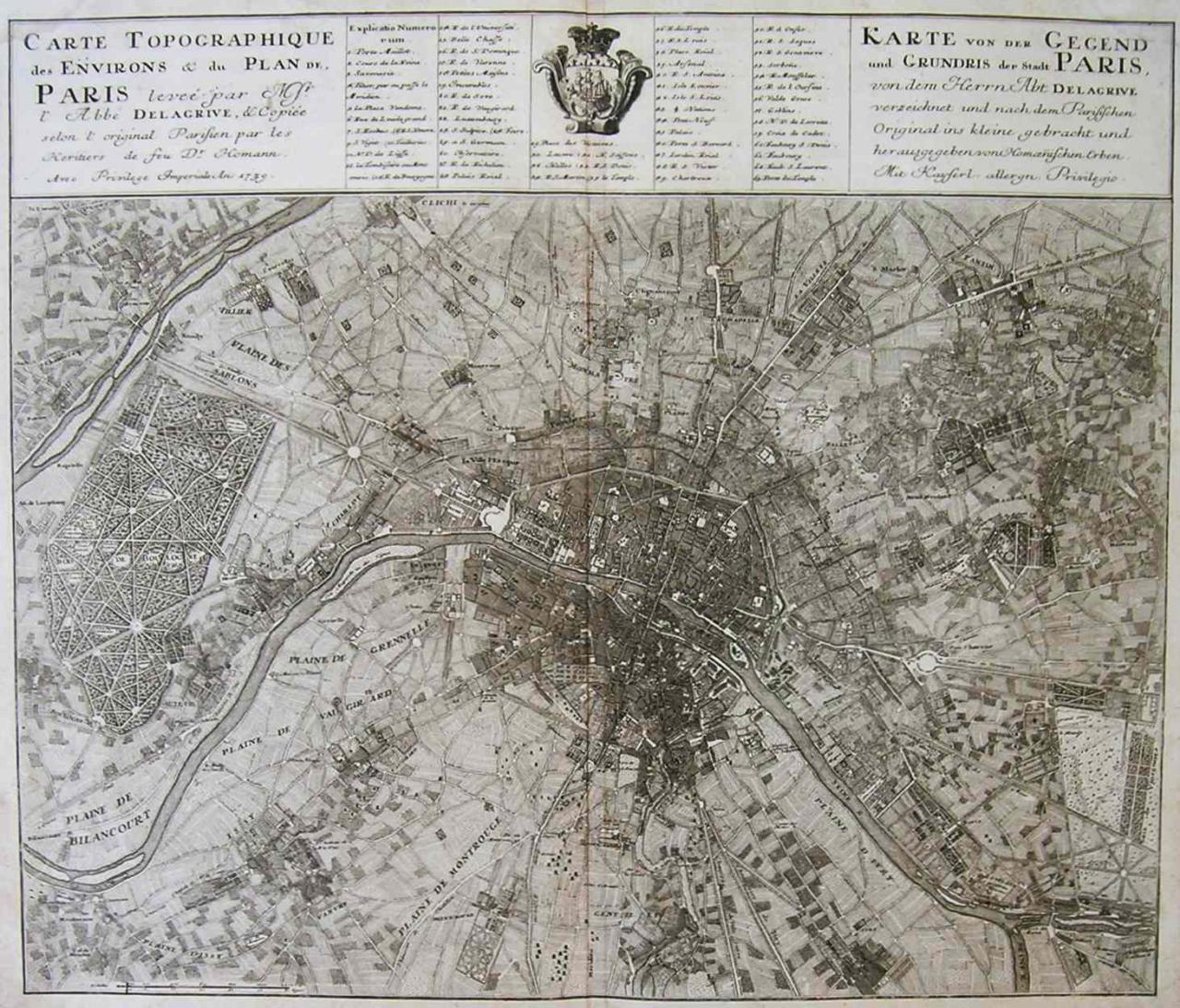 PARIS CARTE TOPOGRAPHIQUE DES ENVIRONS & DU PLAN DE PARIS || Michael ...