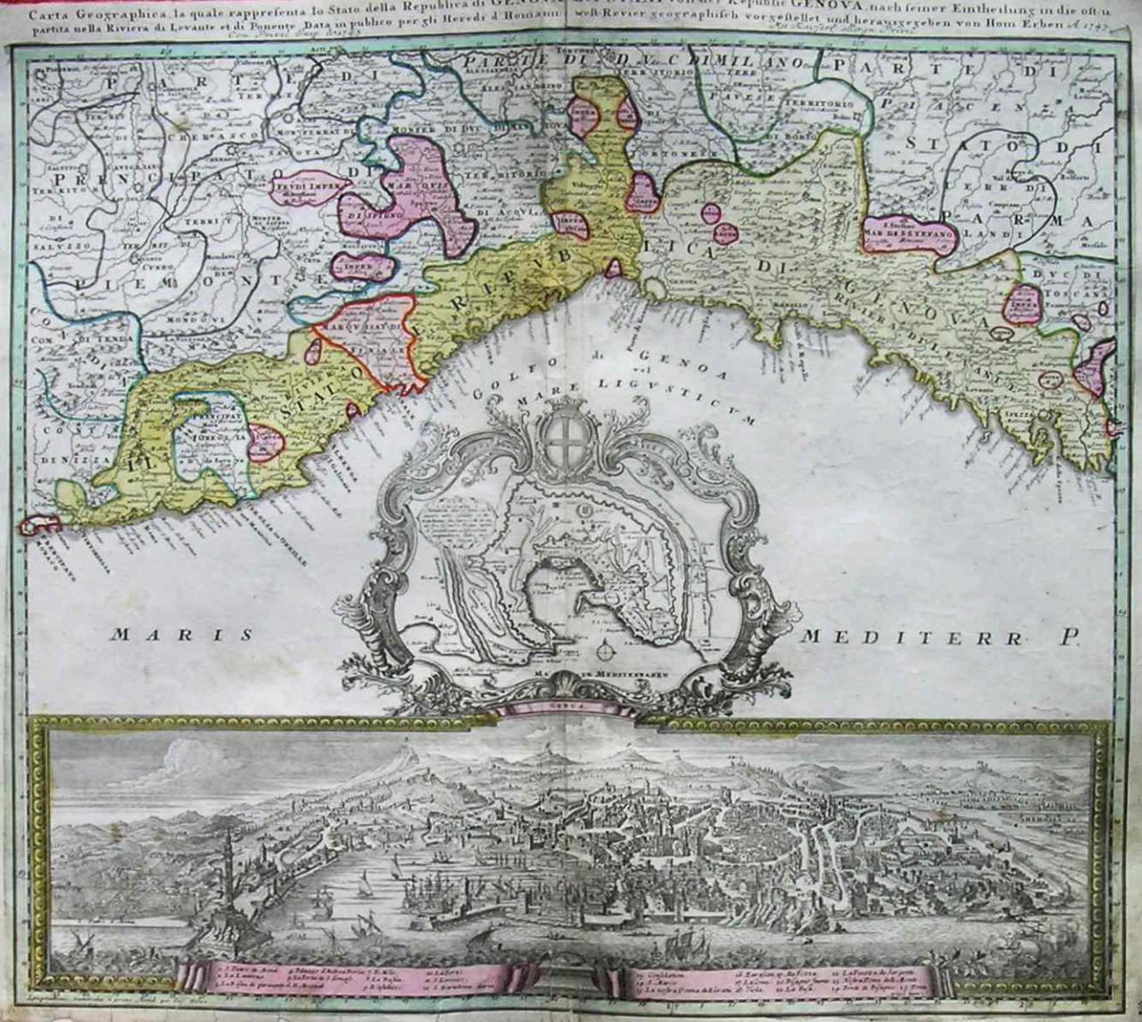 GENOA GENUA CARTA GEOGRAPHICA GENOVA || Michael Jennings Antique Maps ...