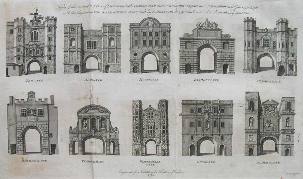 LONDON VIEWS OF SEVERAL GATES OF LONDON || Michael Jennings Antique ...