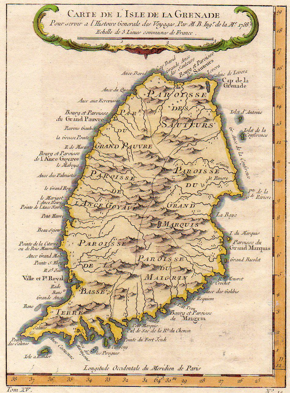 GRENADA CARTE DE L'ISLE DE GRENADE || Michael Jennings Antique Maps and ...