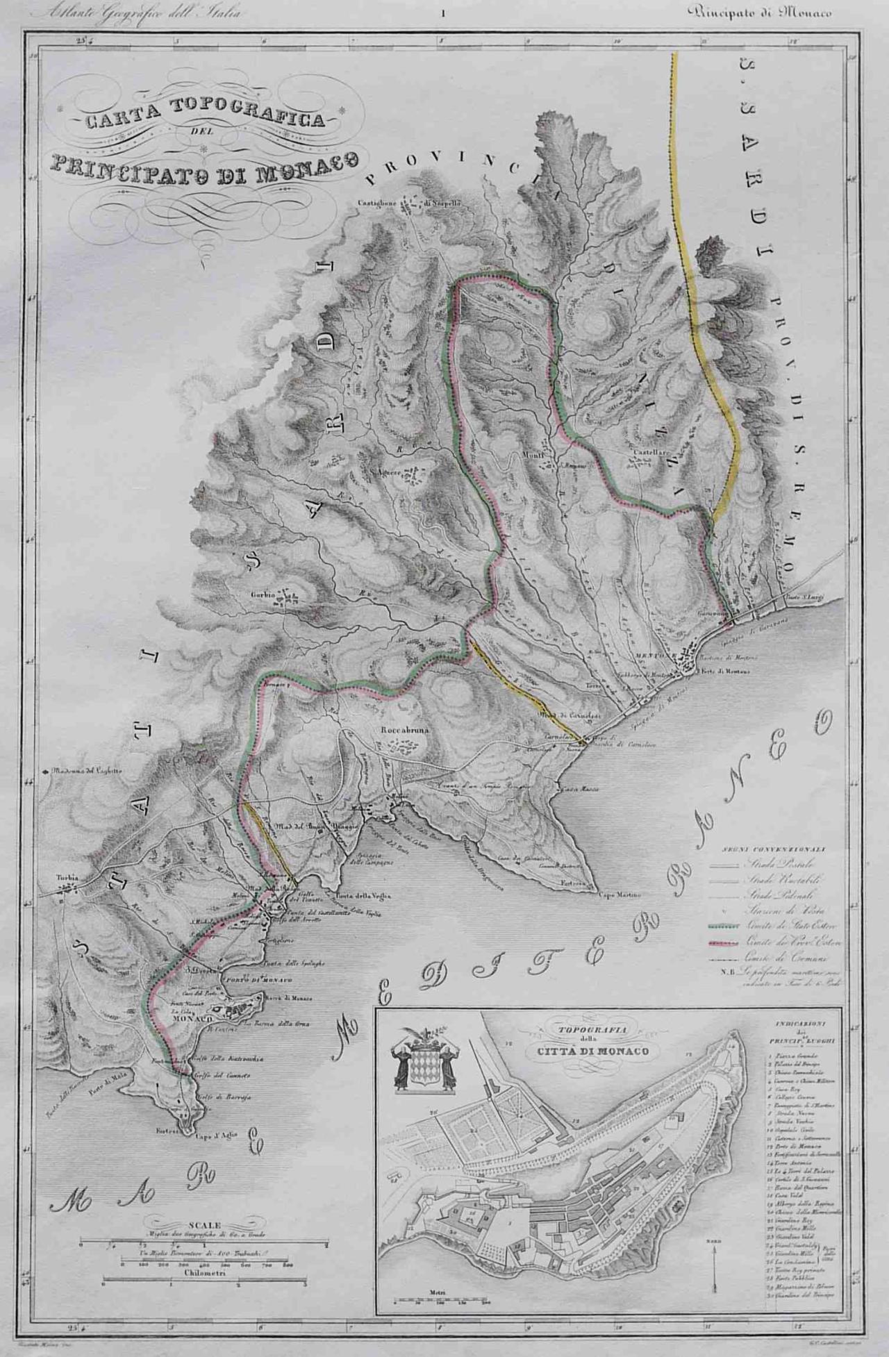 MONACO CARTA TOPOGRAFICA DEL PRINCIPATO DI MONACO || Michael Jennings ...