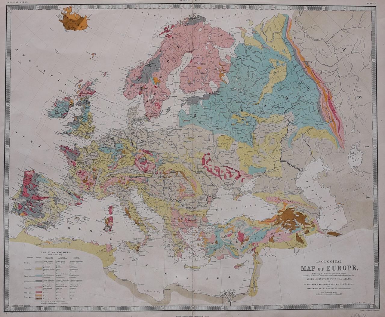EUROPE GEOLOGICAL MAP OF EUROPE .. JOHNSTON || Michael Jennings Antique ...