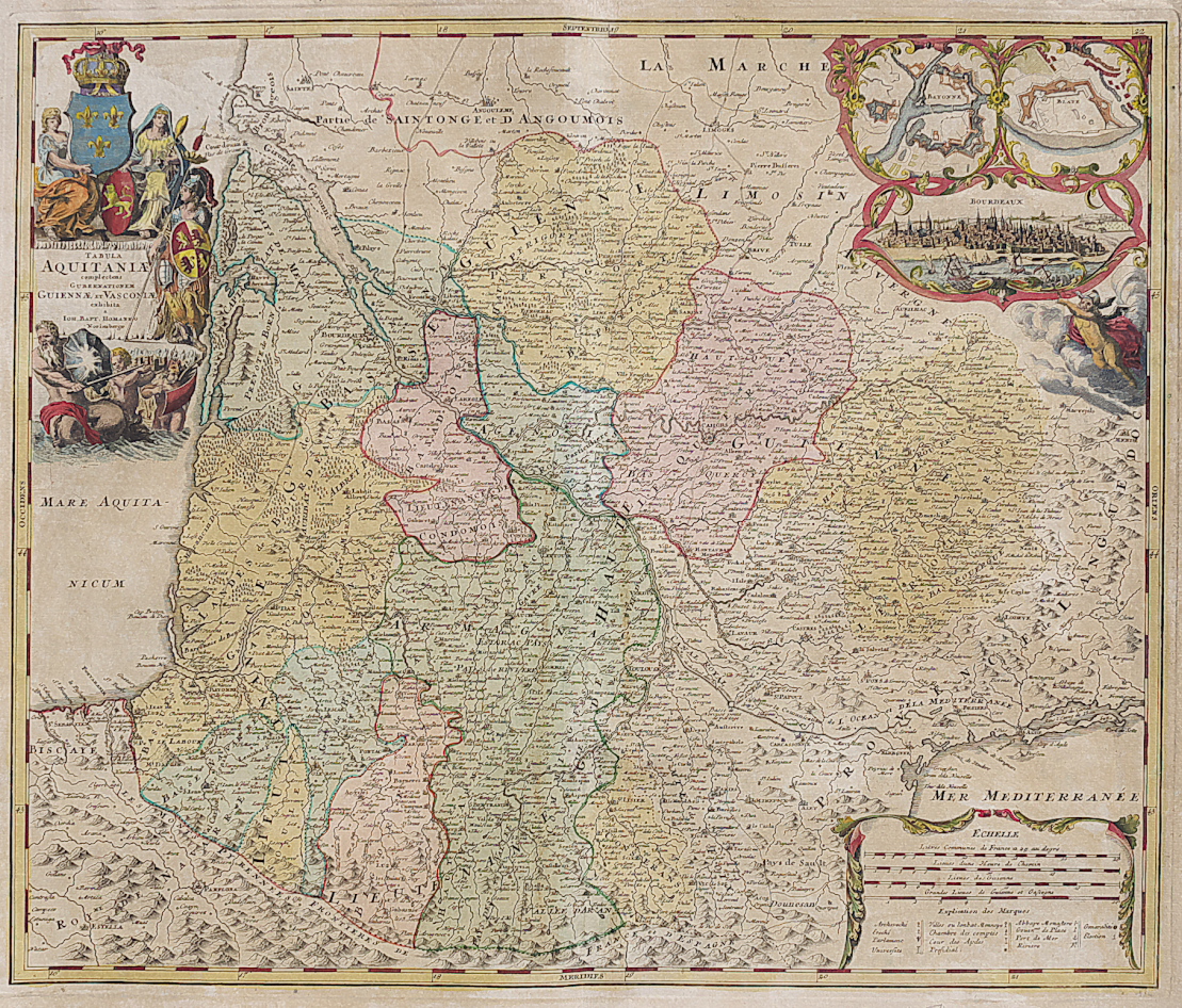 SOUTH WEST FRANCE BORDEAUX || Michael Jennings Antique Maps and Prints