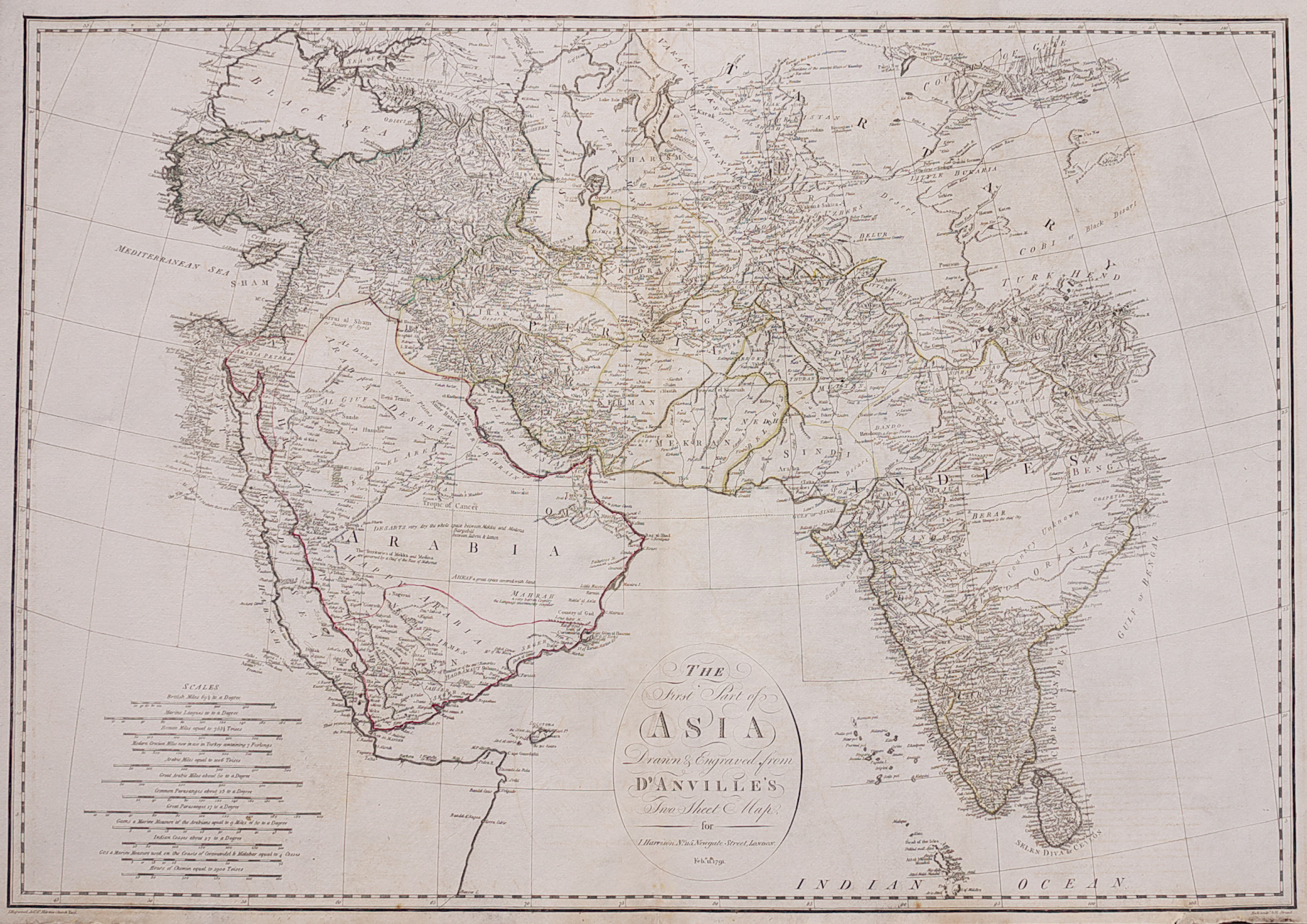 ARABIA PERSIA INDIA TRADE LARGE MAP || Michael Jennings Antique Maps ...
