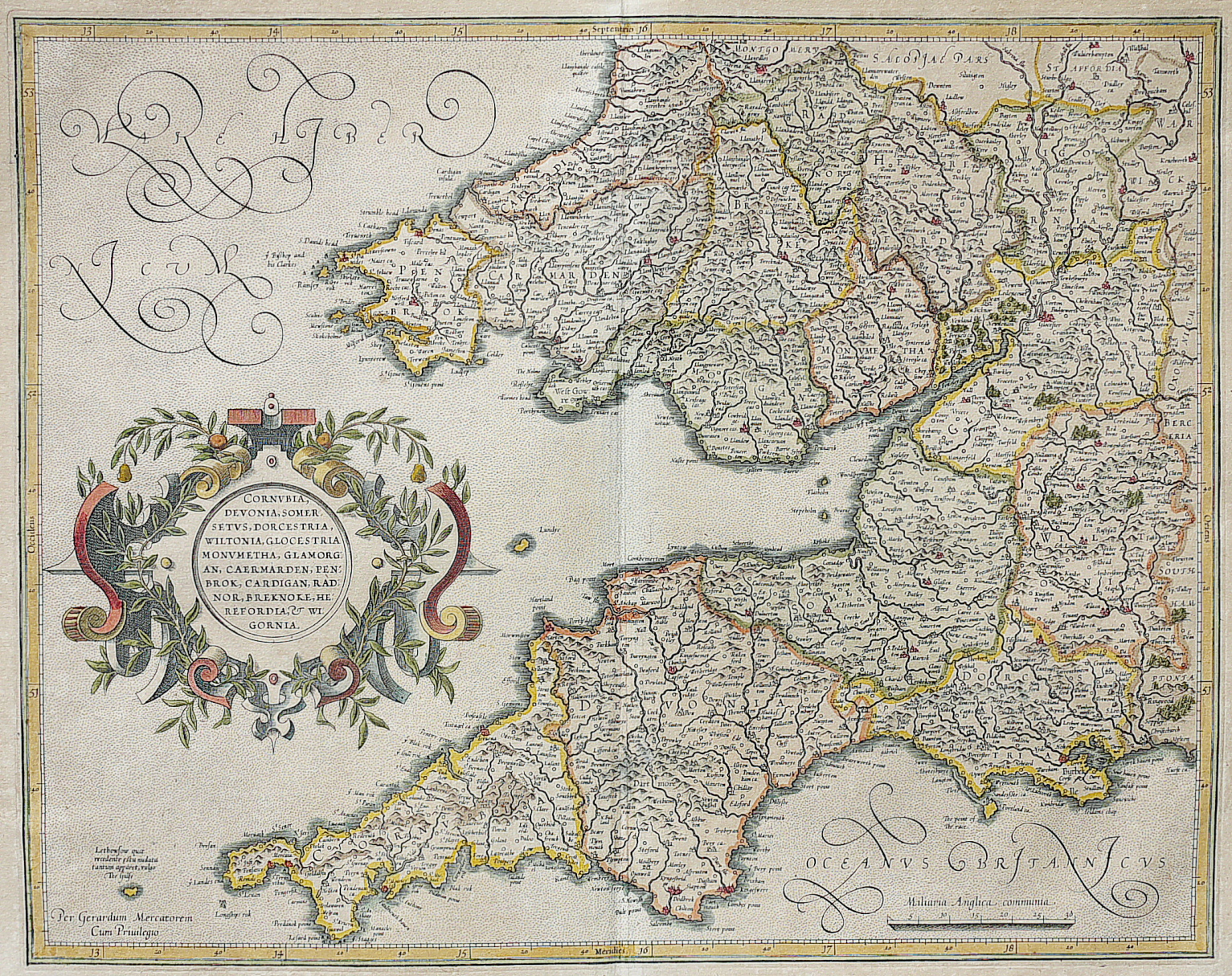 MERCATOR'S MAP OF THE WEST COUNTRY ENGLAND & WALES || Michael Jennings ...