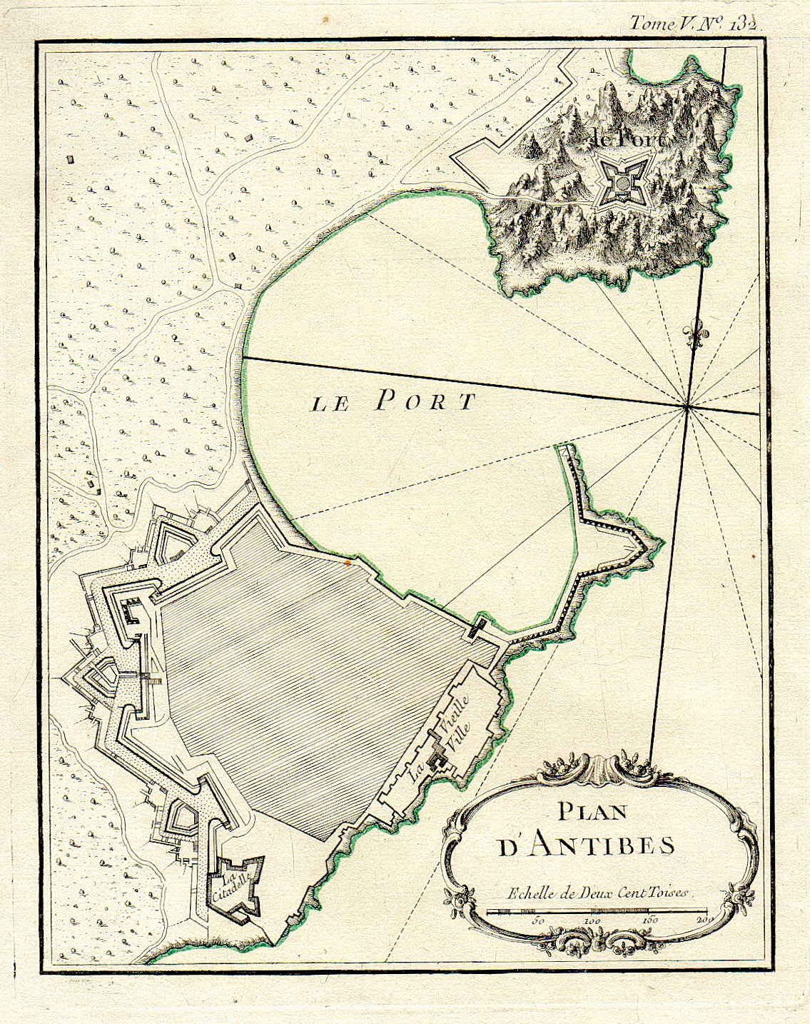 BELLIN'S ORIGINAL COLOUR PLAN OF ANTIBES || Michael Jennings Antique ...