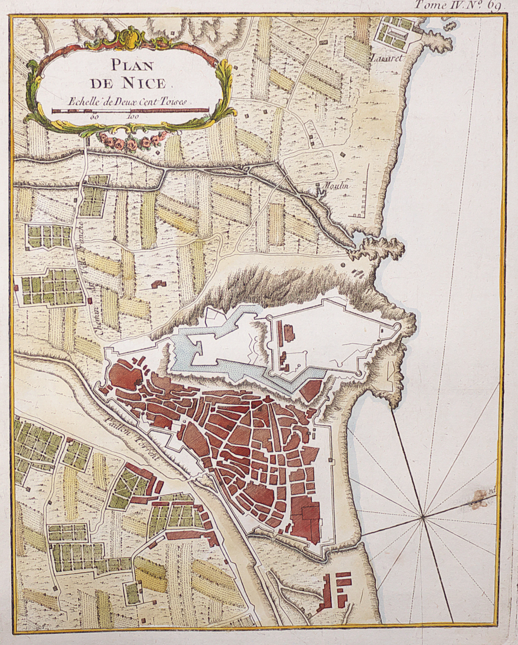 ANTIQUE MAP OF NICE FRANCE BELLIN 1764 || Michael Jennings Antique Maps ...