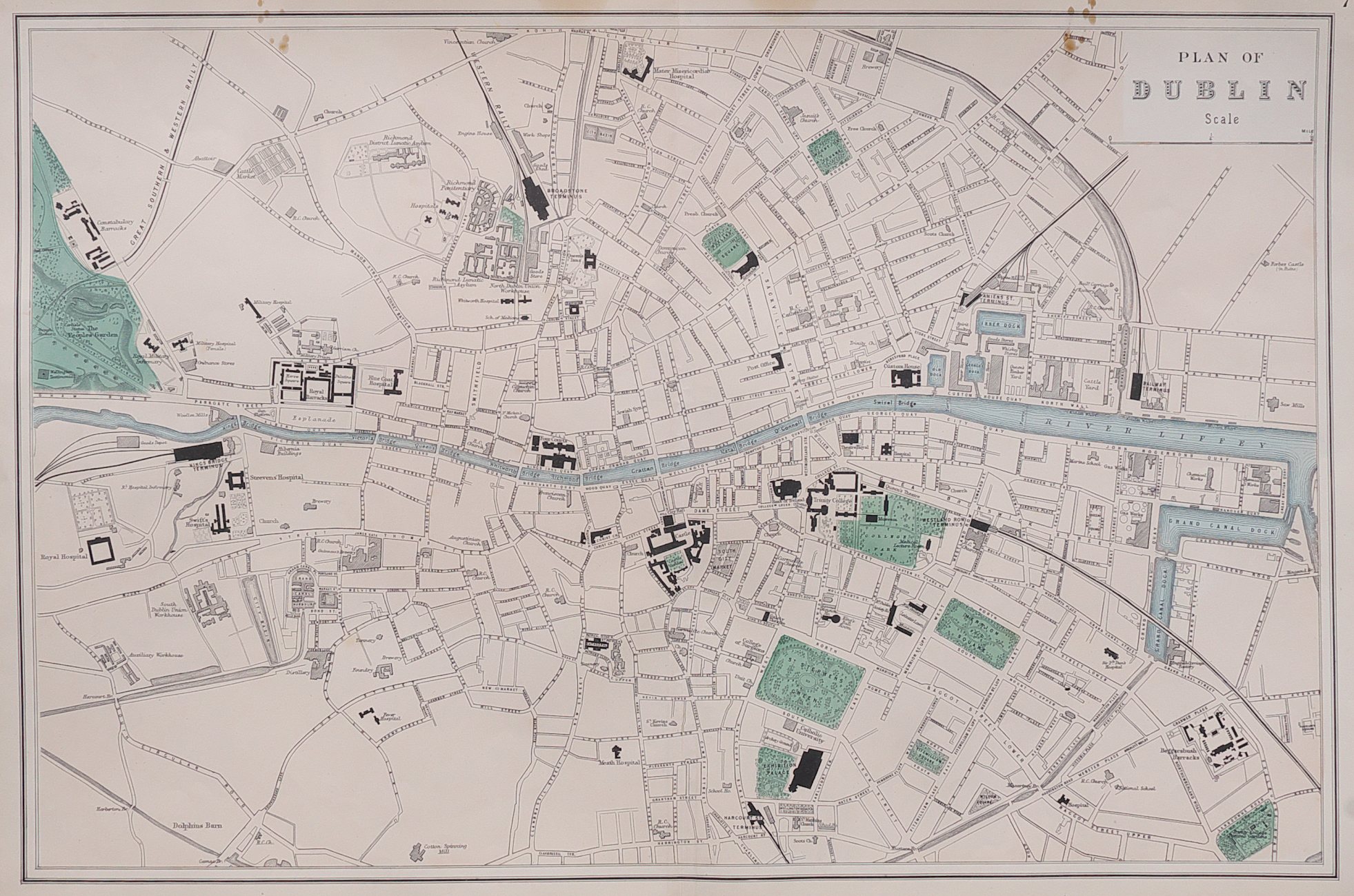 DUBLIN LITHOGRAPHIC MAP 1880 || Michael Jennings Antique Maps and Prints