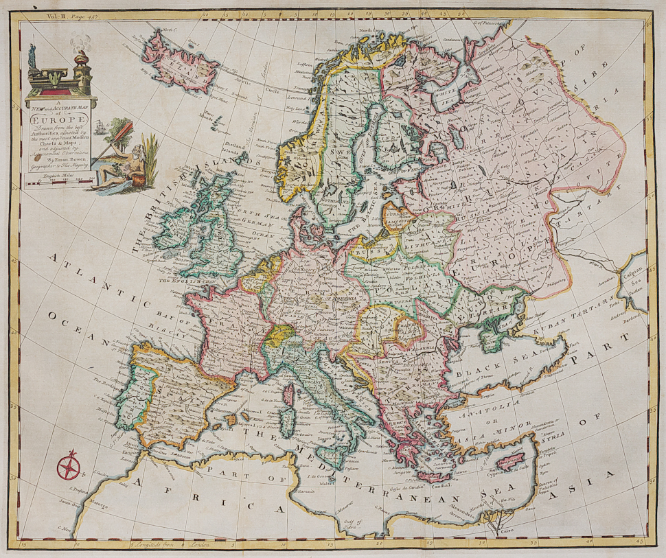 BOWEN RARE FOLIO MAP OF EUROPE || Michael Jennings Antique Maps and Prints
