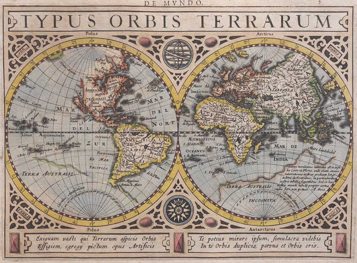 MERCATOR HONDIUS WORLD MAP CALIFORNIA ISLAND FROM ATLAS MINOR ...