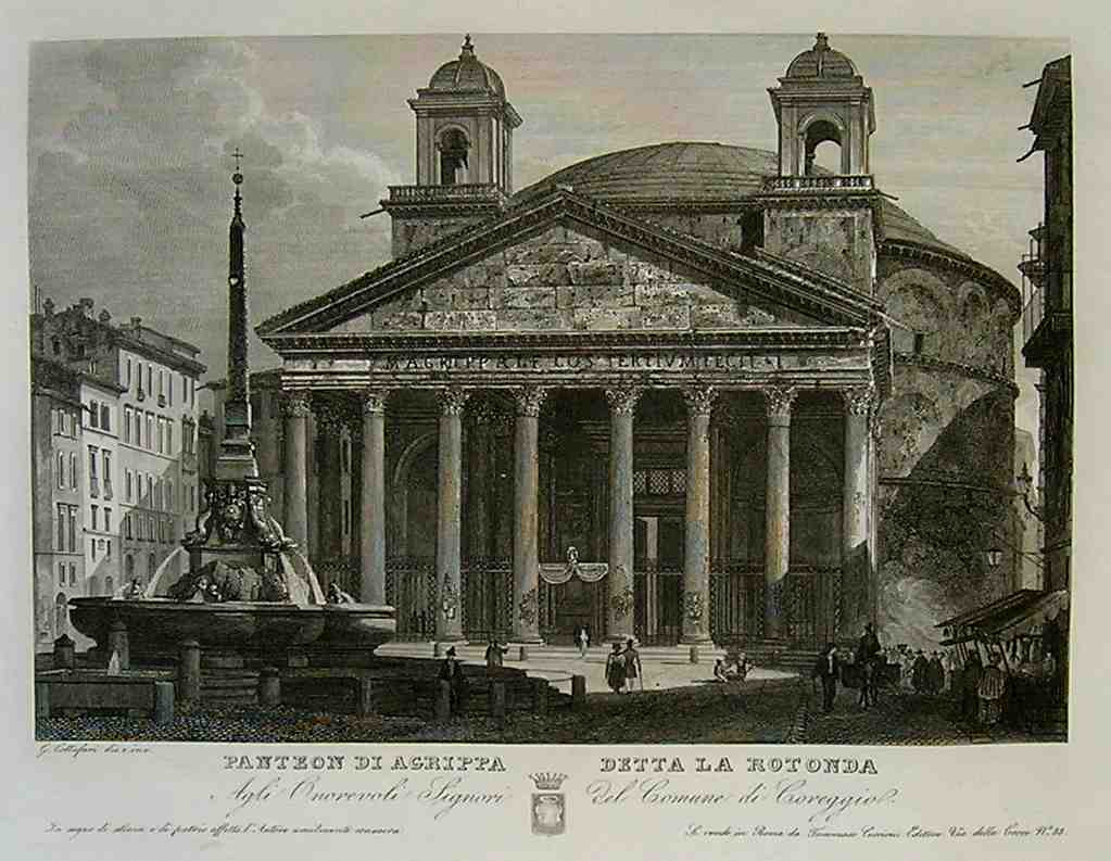 ROME THE PANTHEON PANTEON DI AGRIPPA || Michael Jennings Antique Maps ...